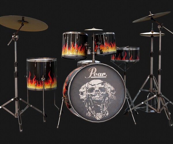 ArtStation - Drum Kit - Game ready props | Game Assets