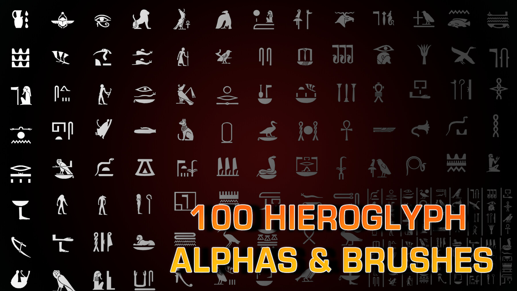 ArtStation - Egyptian hieroglyph massive 100 alpha and brush pack | Brushes