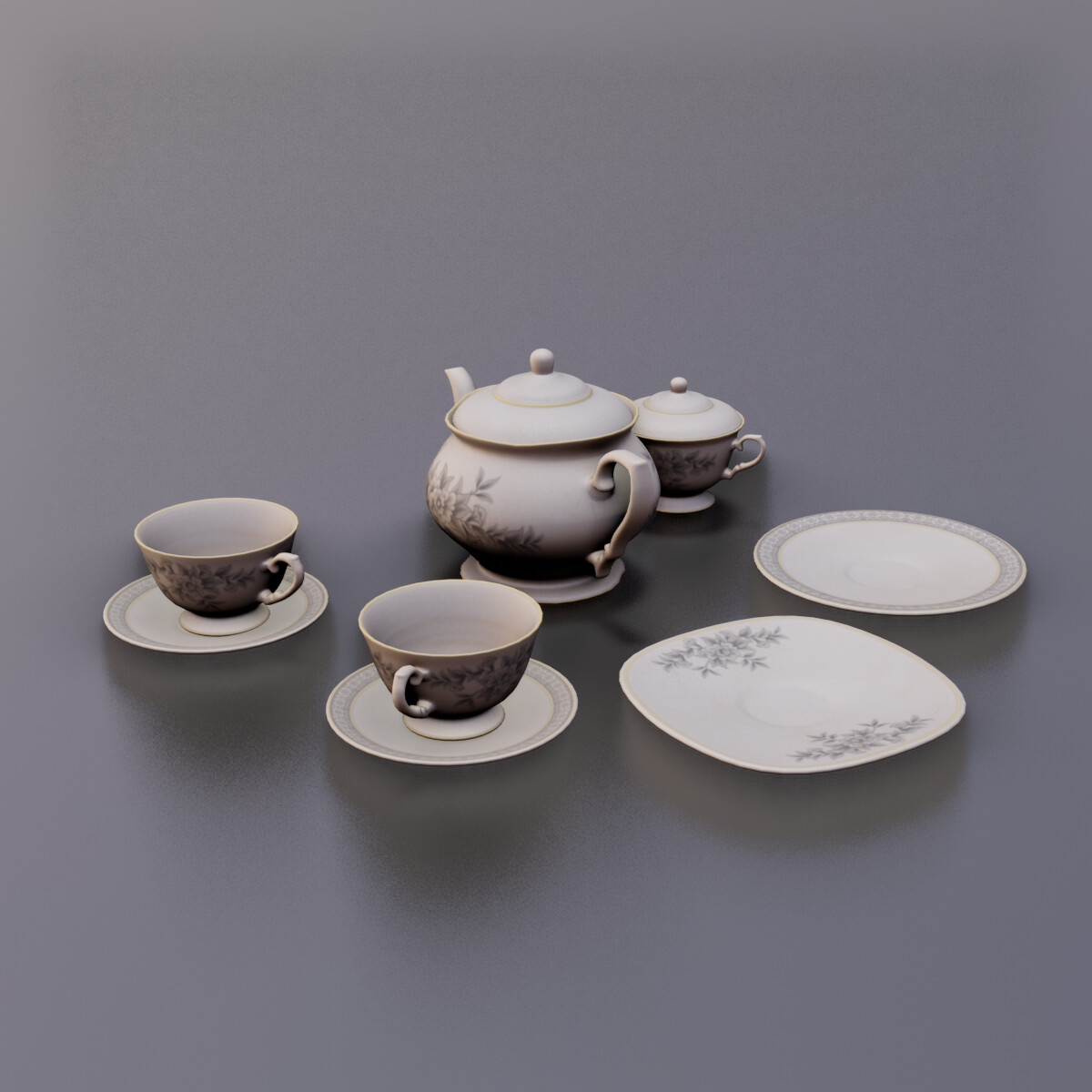 ArtStation - Tea Set 3D model game ready | Resources