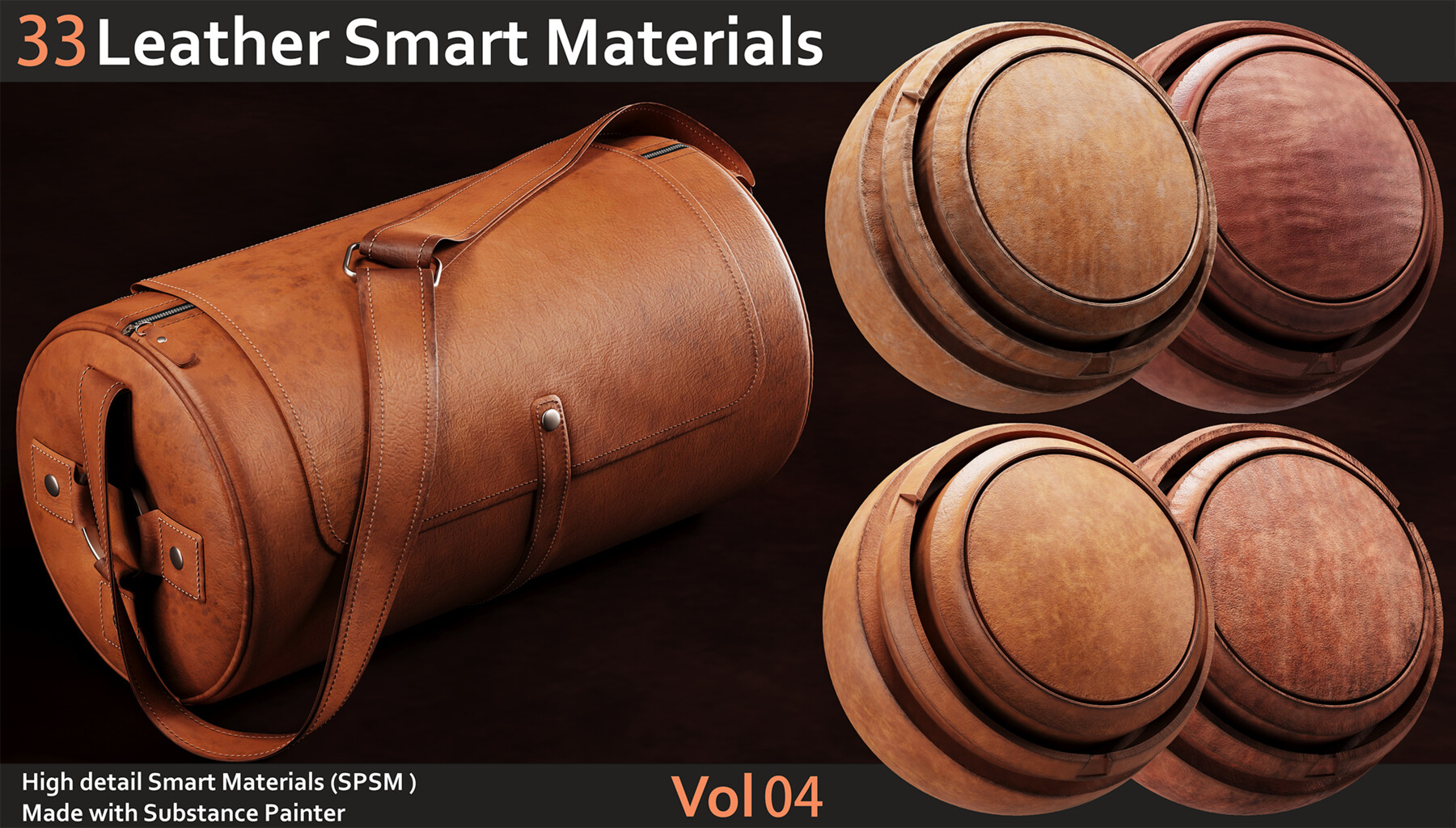 ArtStation - 33 Leather Smart Materials_VOL 15 | Game Assets