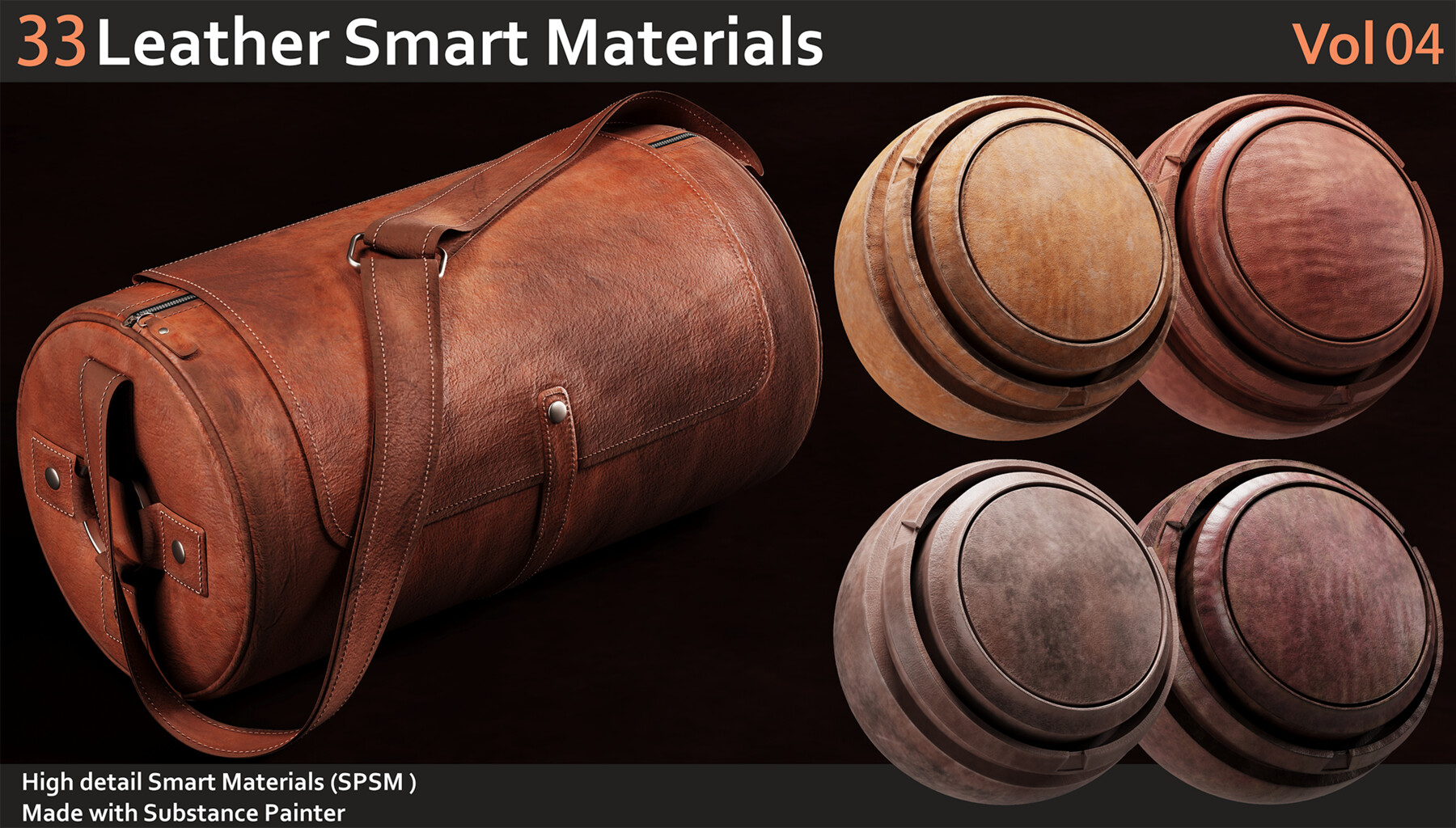 ArtStation - 33 Leather Smart Materials_VOL 15 | Game Assets
