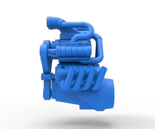 ArtStation - 3D printable Diecast engine V8 with triple supercharger ...