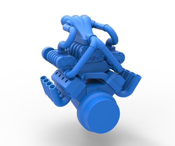 ArtStation - 3D printable Diecast engine V8 with triple supercharger ...