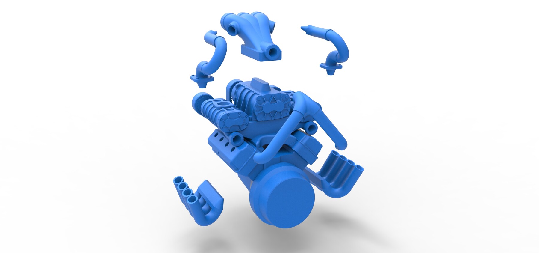 ArtStation - 3D printable Diecast engine V8 with triple supercharger ...