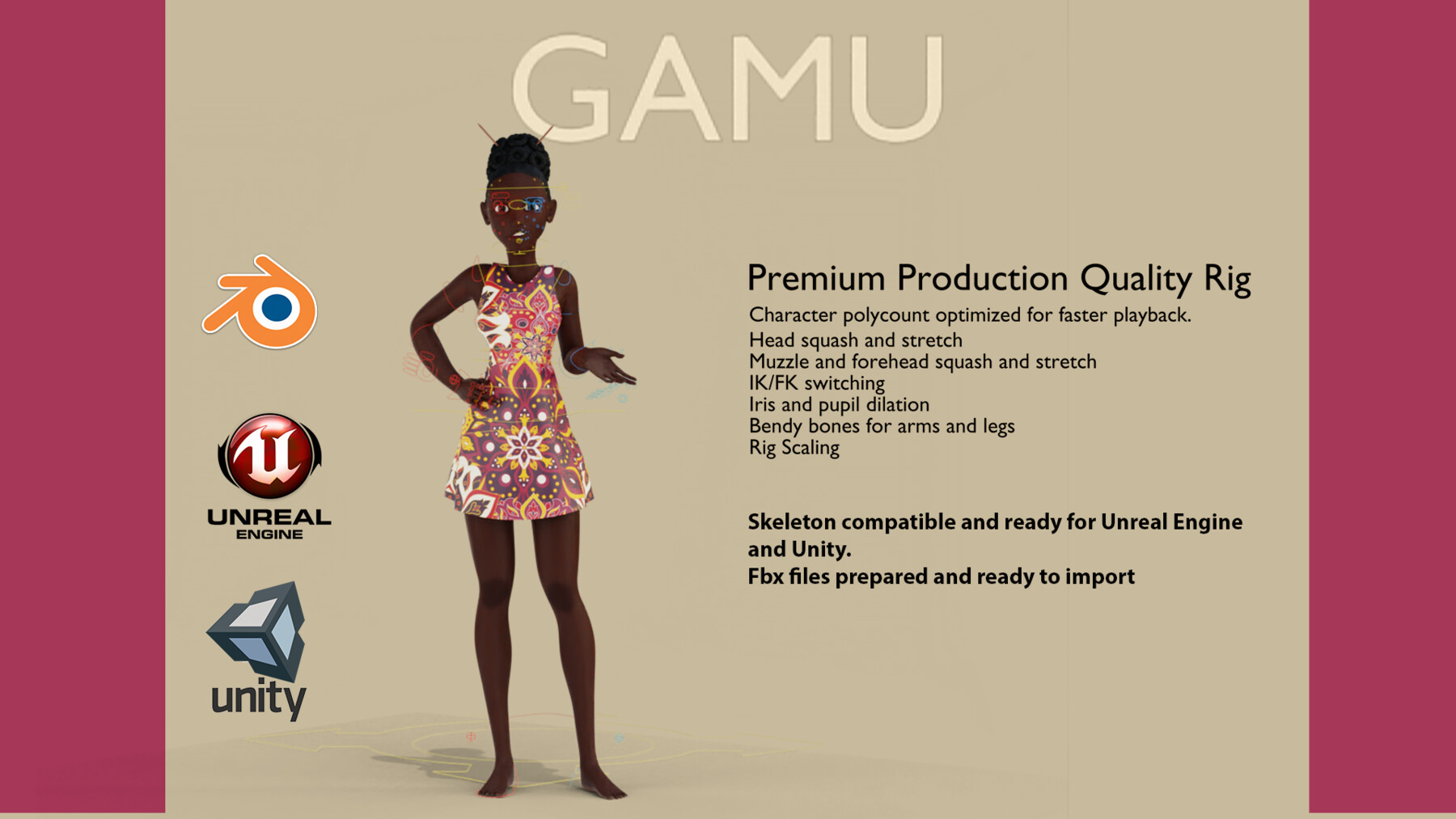 ArtStation - GAMU RIG BLENDER VERSION | Game Assets