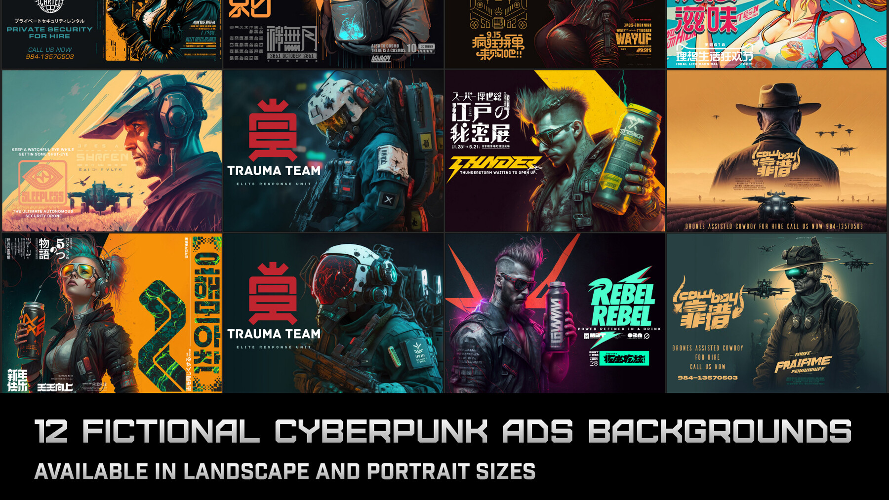 ArtStation - Fictional Cyberpunk Advertising Banners | Game Assets