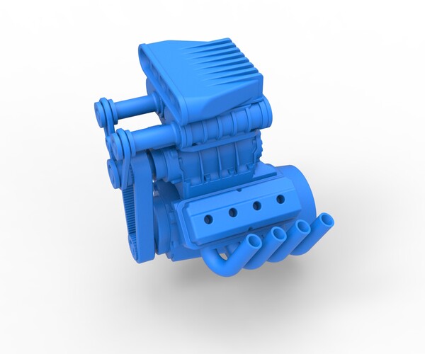 ArtStation - 3D printable Diecast engine V8 with triple supercharger ...