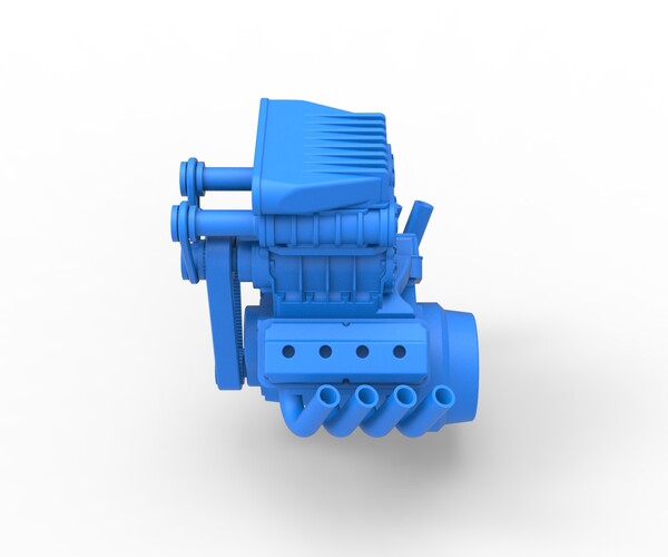 ArtStation - 3D printable Diecast engine V8 with triple supercharger ...