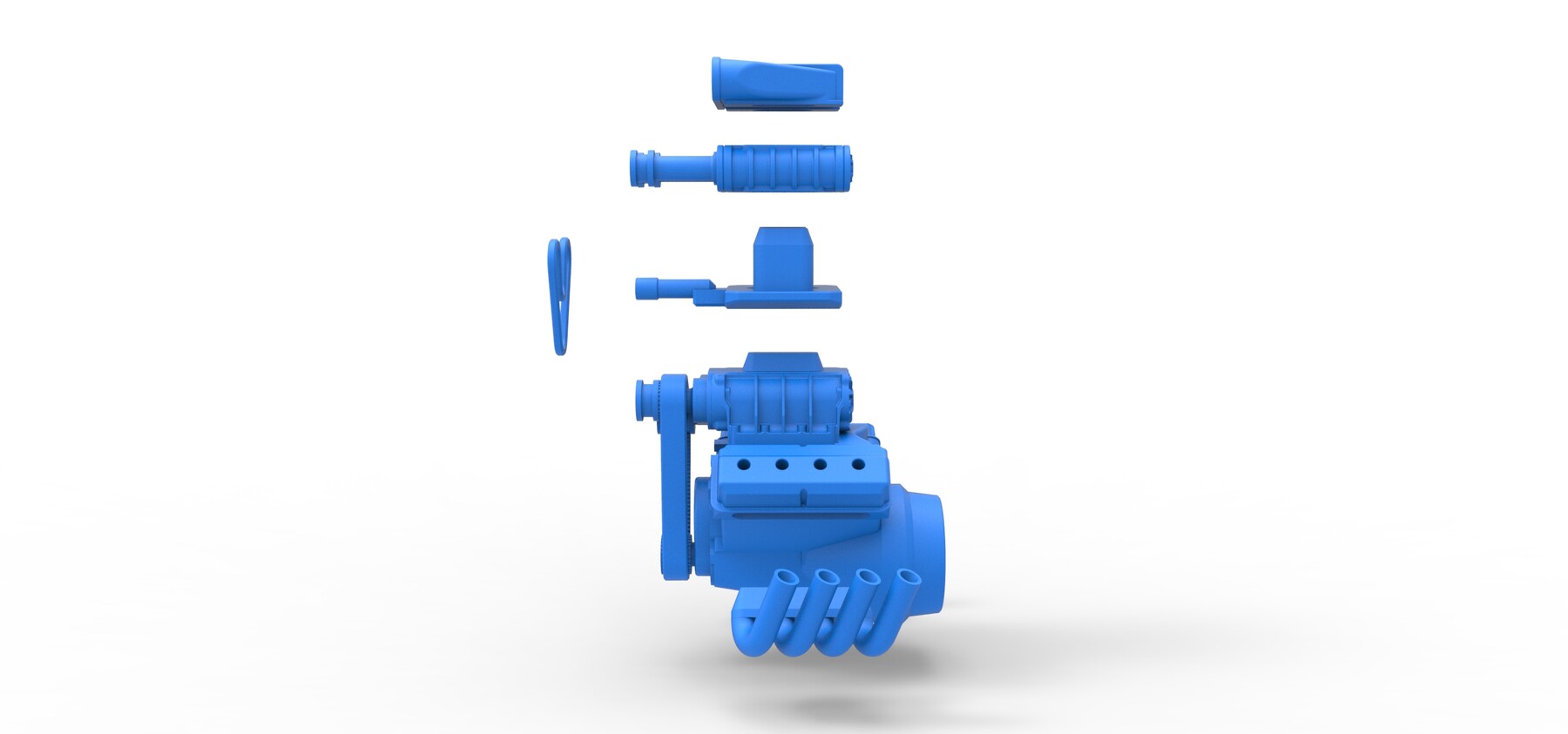 ArtStation - 3D printable Diecast engine V8 with triple supercharger ...