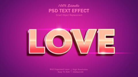 ArtStation - 3D Love. PSD fully editable text effect. Layer style PSD ...