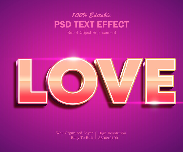 ArtStation - 3D Love. PSD fully editable text effect. Layer style PSD ...