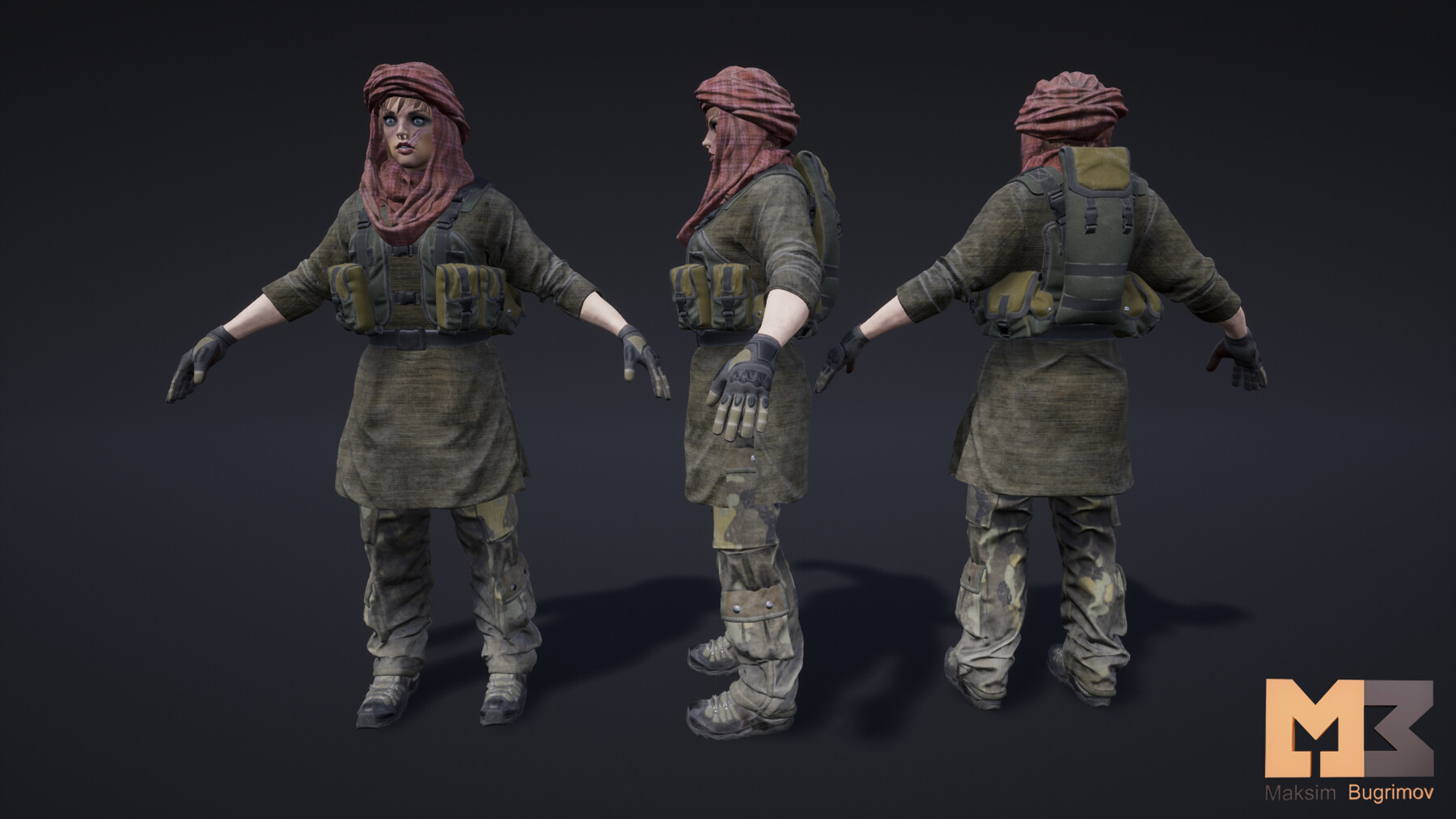 ArtStation - Female Soldier 04 (DESERT SNAKE) | Game Assets