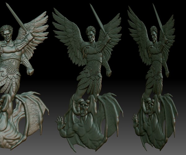 ArtStation - Angel and Demon low bas-relief for CNC router or 3D ...