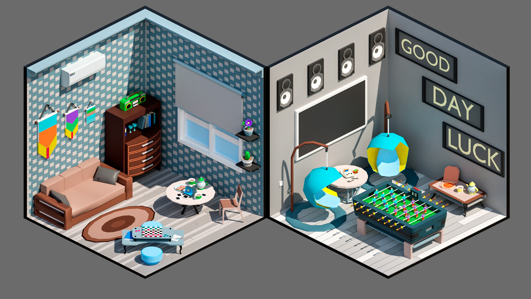 ArtStation - low poly interior 3 Low-poly 3D model | Game Assets