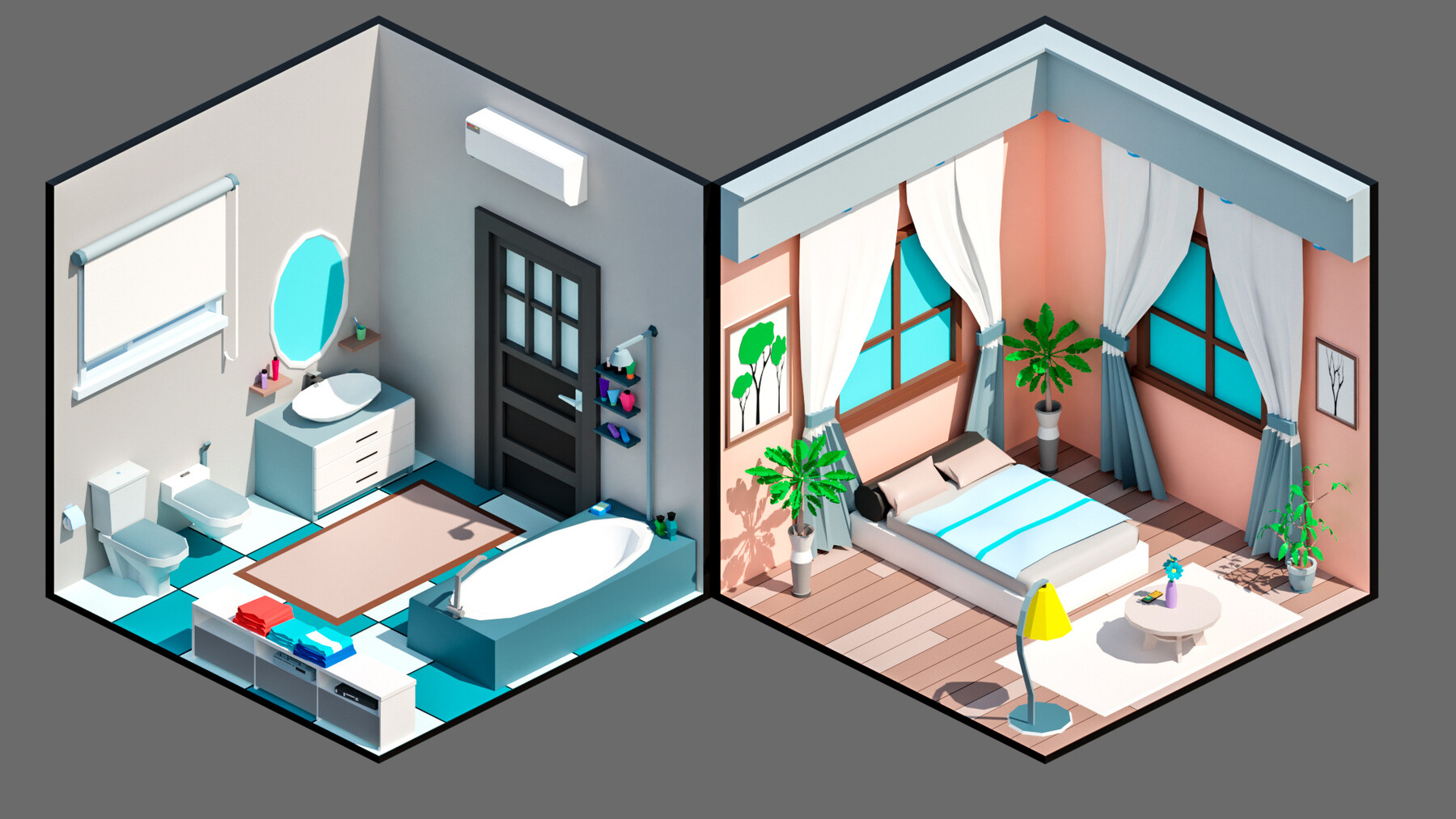 ArtStation - low poly interior 3 Low-poly 3D model | Game Assets