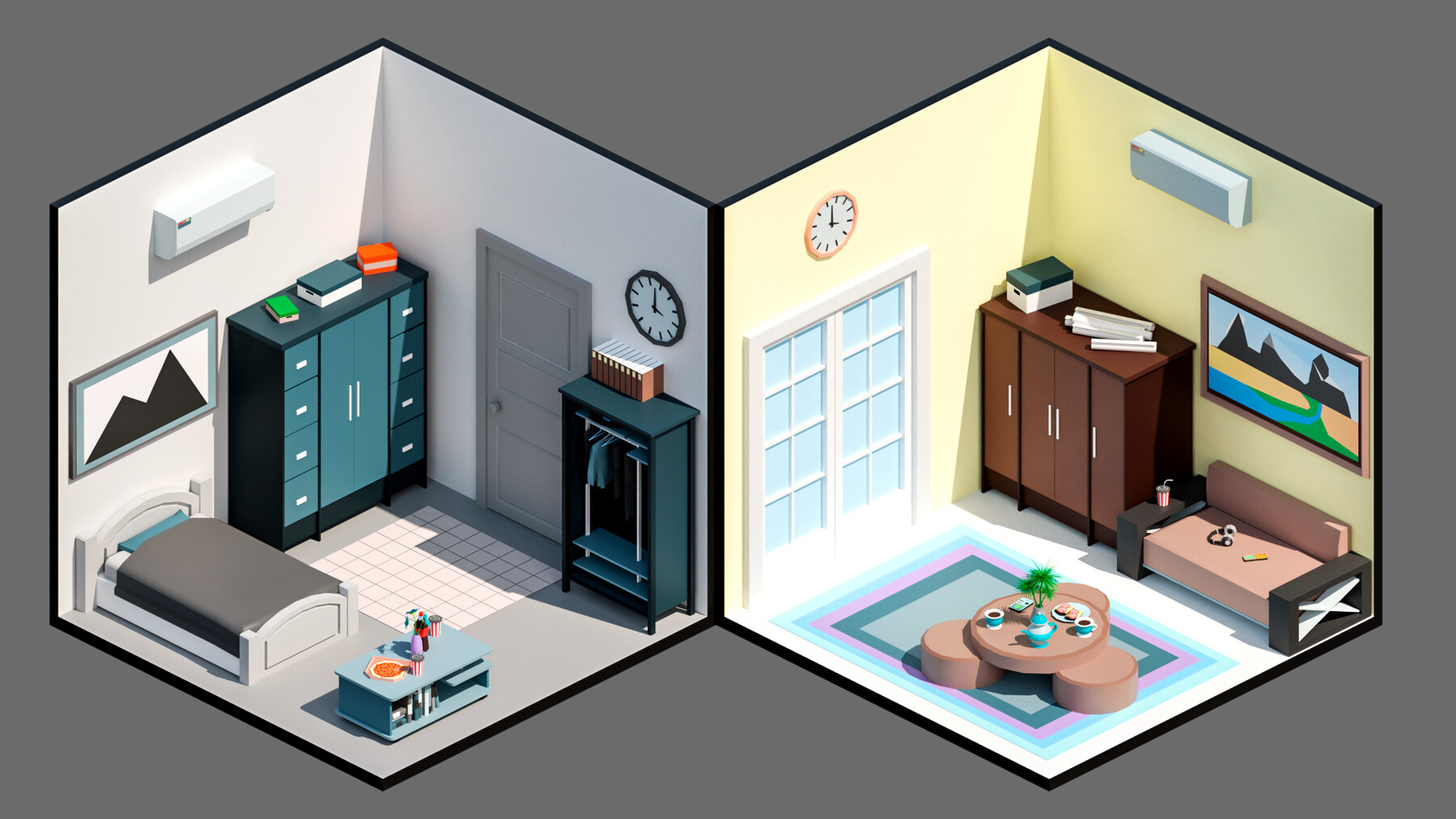 ArtStation - low poly interior 3 Low-poly 3D model | Game Assets