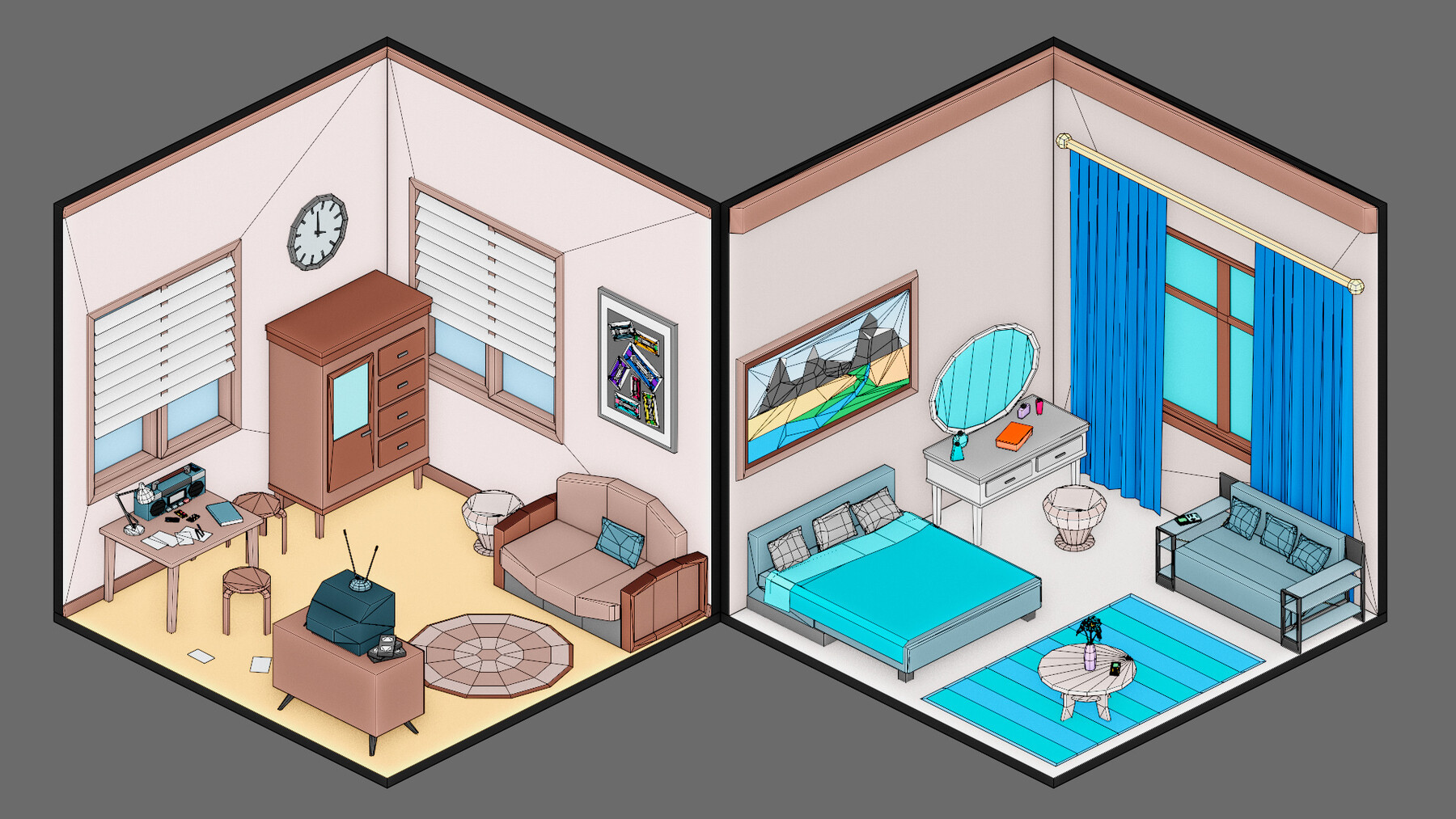 ArtStation - low poly interior 3 Low-poly 3D model | Game Assets