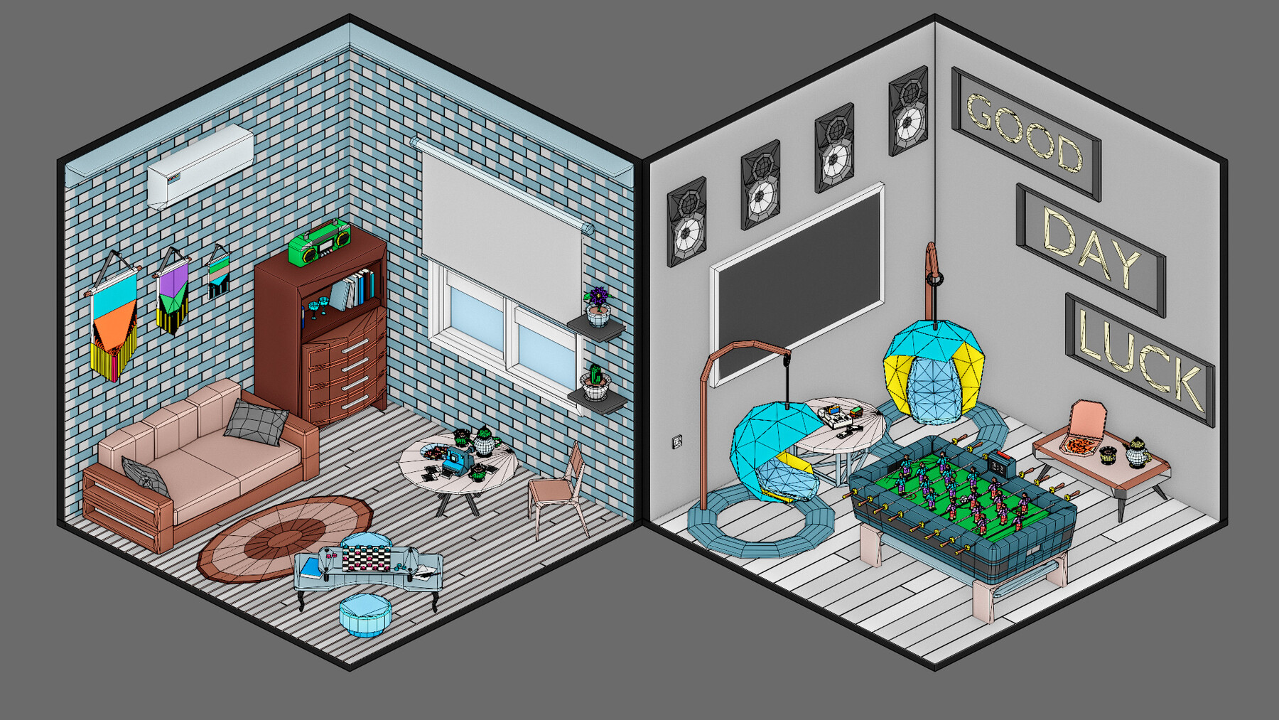 ArtStation - low poly interior 3 Low-poly 3D model | Game Assets