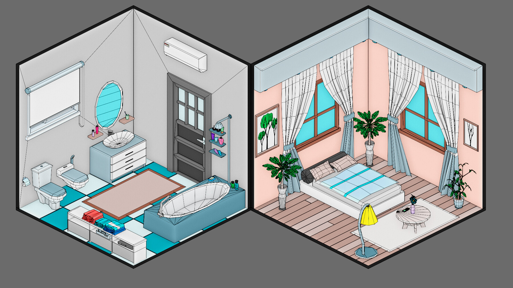 ArtStation - low poly interior 3 Low-poly 3D model | Game Assets