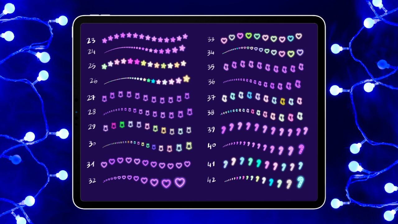 ArtStation - 42 Decorative Garland Lights Procreate Brush Set , digital ...