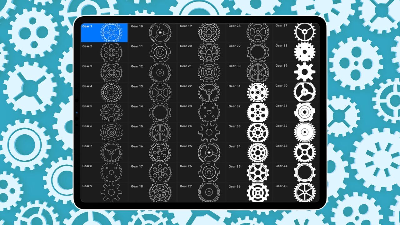 ArtStation - Gear & Wheel Procreate Stamp Brush Set , procreate brush ...