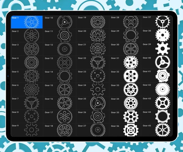 ArtStation - Gear & Wheel Procreate Stamp Brush Set , procreate brush ...