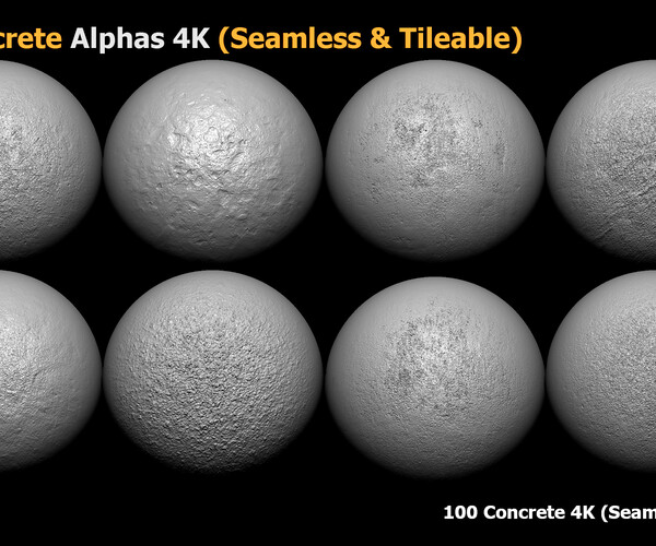ArtStation - 100 Concrete Alphas 4K (Seamless & Tileable) VOL 15 | Brushes