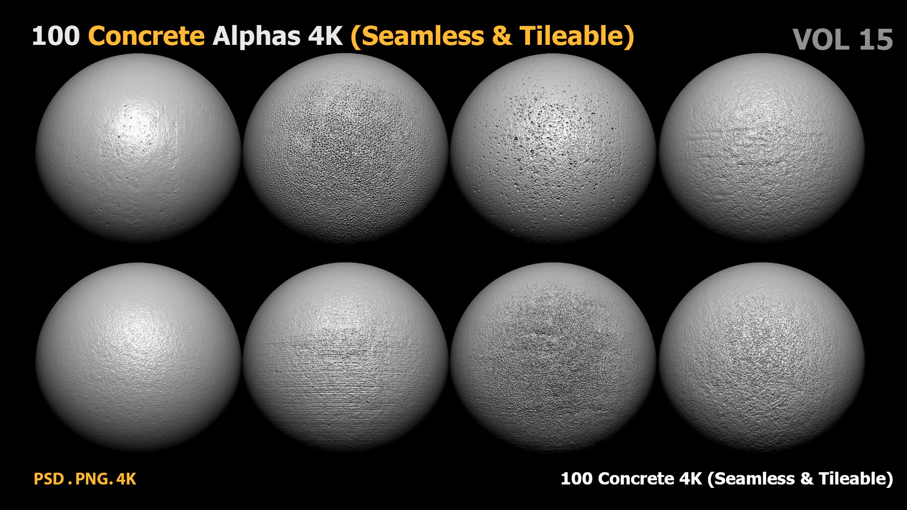 ArtStation - 100 Concrete Alphas 4K (Seamless & Tileable) VOL 15 | Brushes