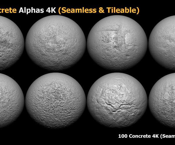 ArtStation - 100 Concrete Alphas 4K (Seamless & Tileable) VOL 15 | Brushes