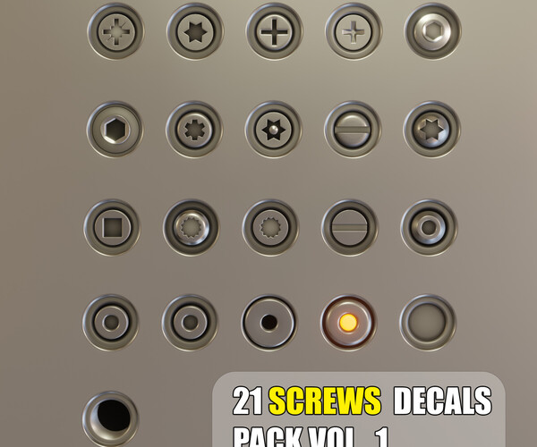 ArtStation - 21 screws DECALS pack VOL 01 | Resources