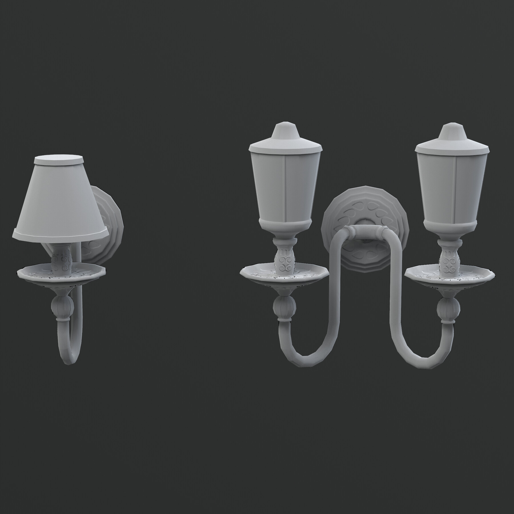 ArtStation - Low Poly Wall Lamp Set | Game Assets