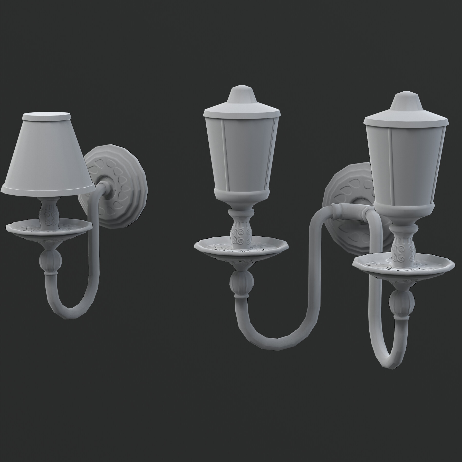 ArtStation - Low Poly Wall Lamp Set | Game Assets
