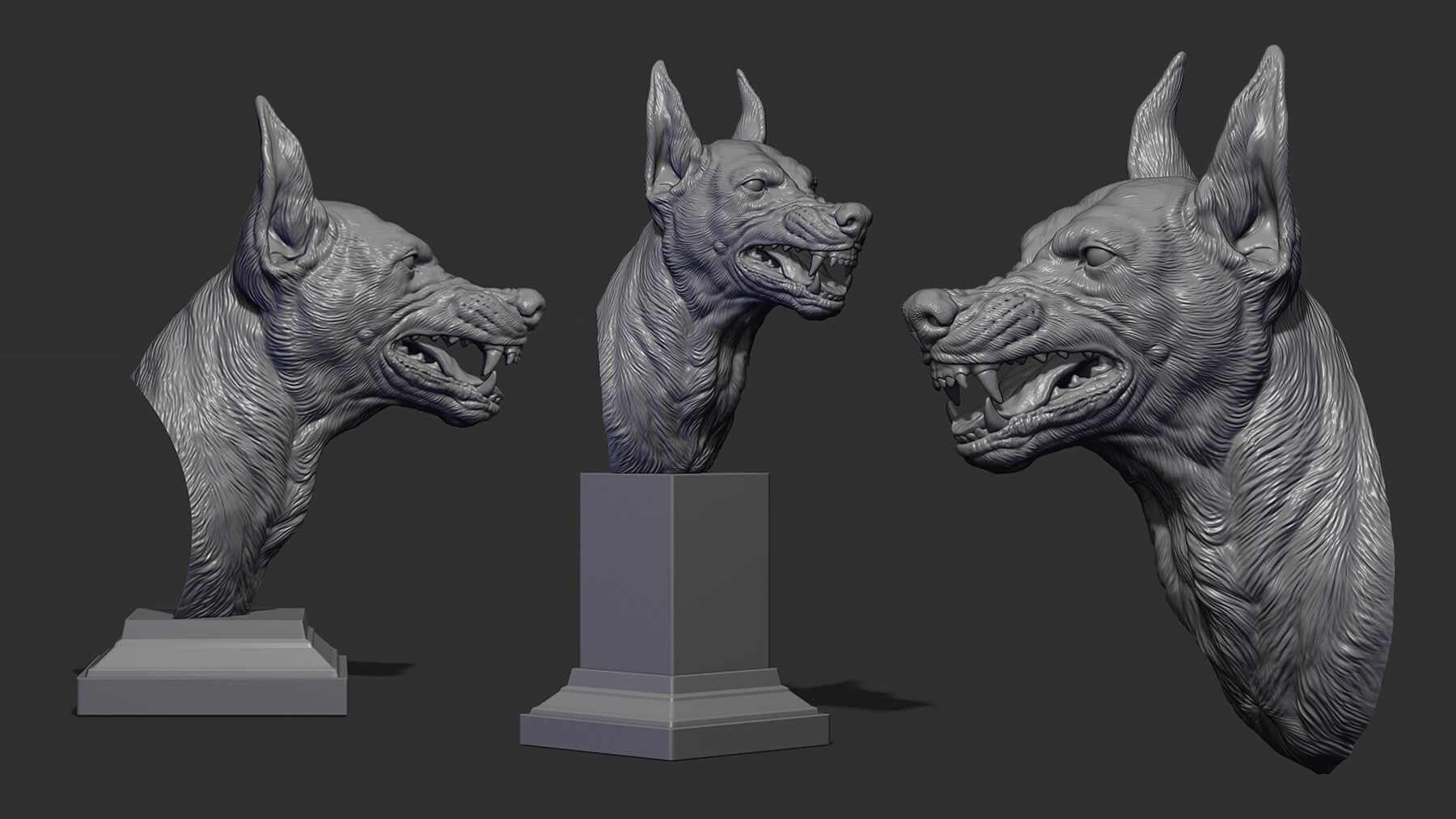ArtStation - Doberman head grin | Resources