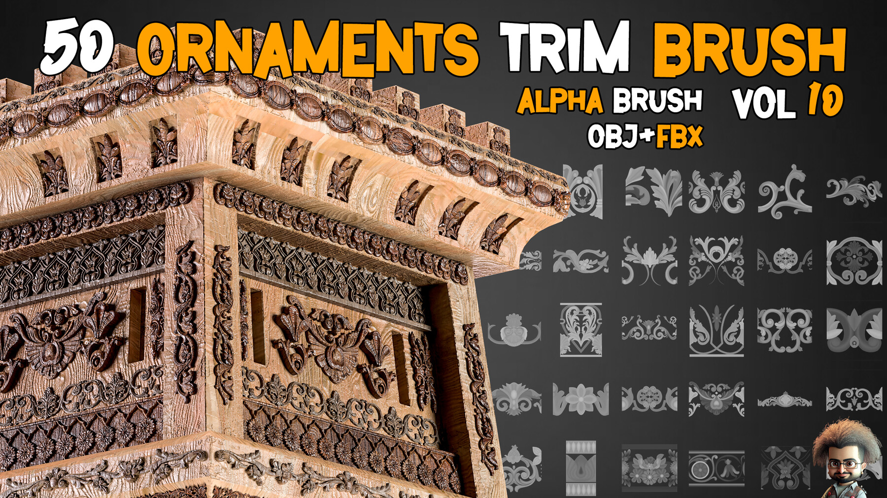 ArtStation - 50 Ornaments Trim Brushe – Vol 10 | Brushes