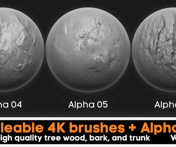 ArtStation - 4K high quality tileable tree bark Zbrush brushes + 4k ...