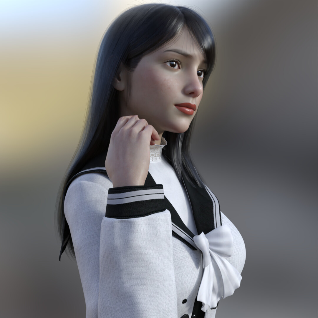 ArtStation - Glenva- Brunette girl in school uniform//blendshape facial capture/Unreal Engine 4 ...