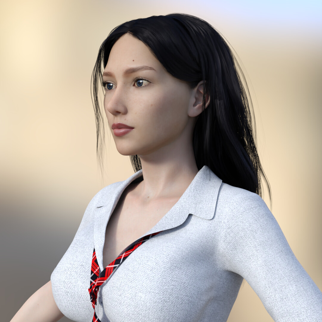 Artstation Yomira Sexy Uniform Girl Blendshape Facial Capture