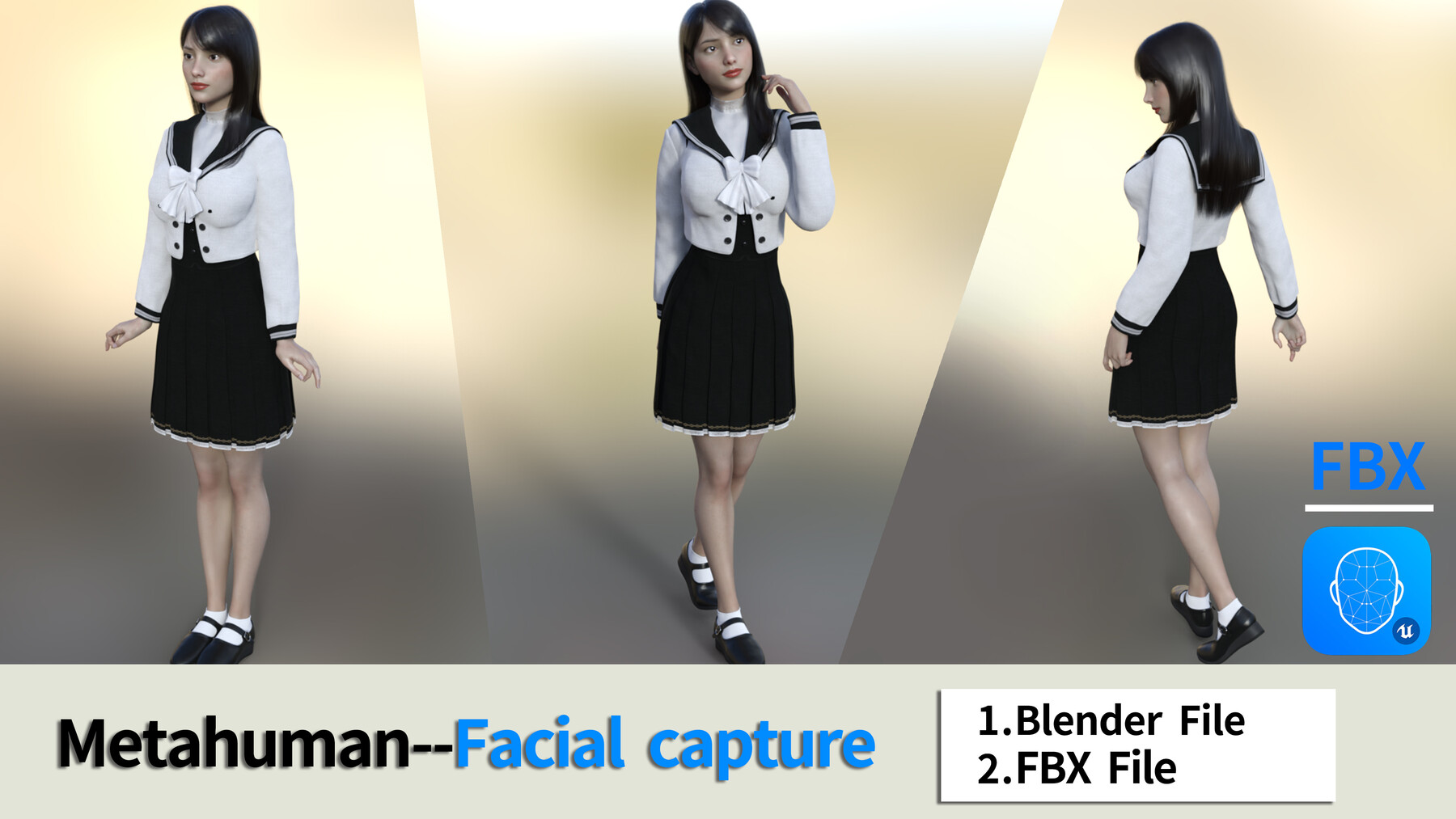 ArtStation - Glenva- Brunette girl in school uniform//blendshape facial capture/Unreal Engine 4 ...