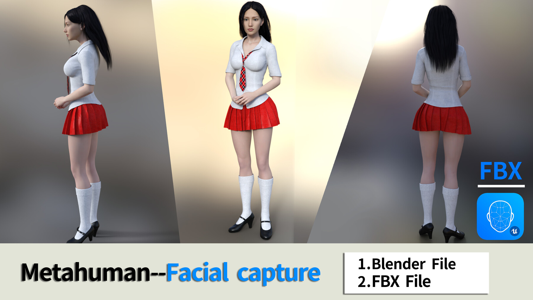 ArtStation - Yomira- Sexy uniform girl//blendshape facial capture/Unreal Engine 4 | Game Assets