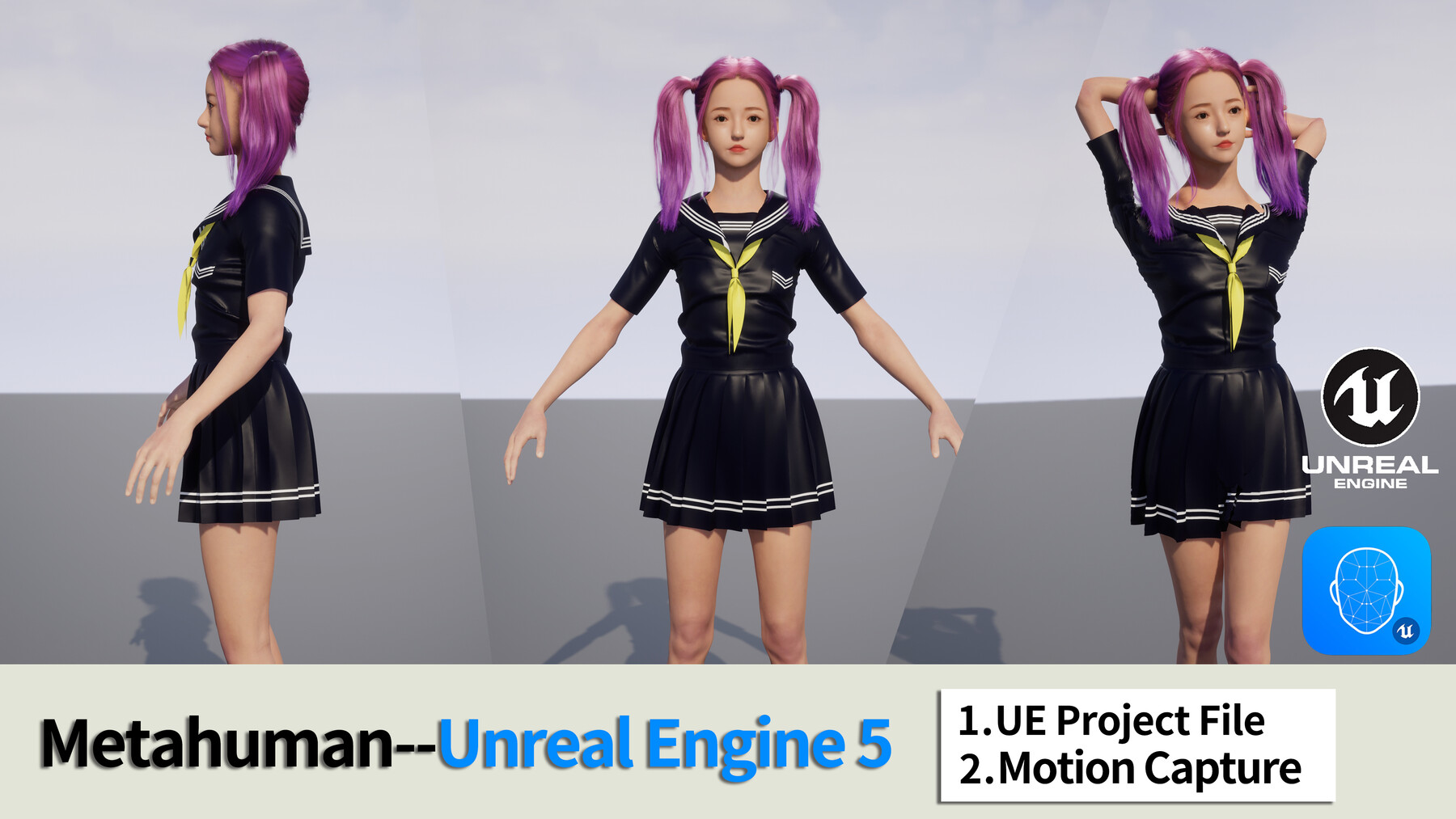 ArtStation - Chandelie- Double ponytail campus girl--Metahuman/Unreal engine 5 | Game Assets