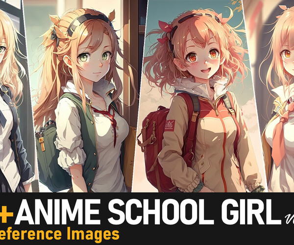ArtStation - Anime School Girl VOL.33|4K Reference Images | Artworks