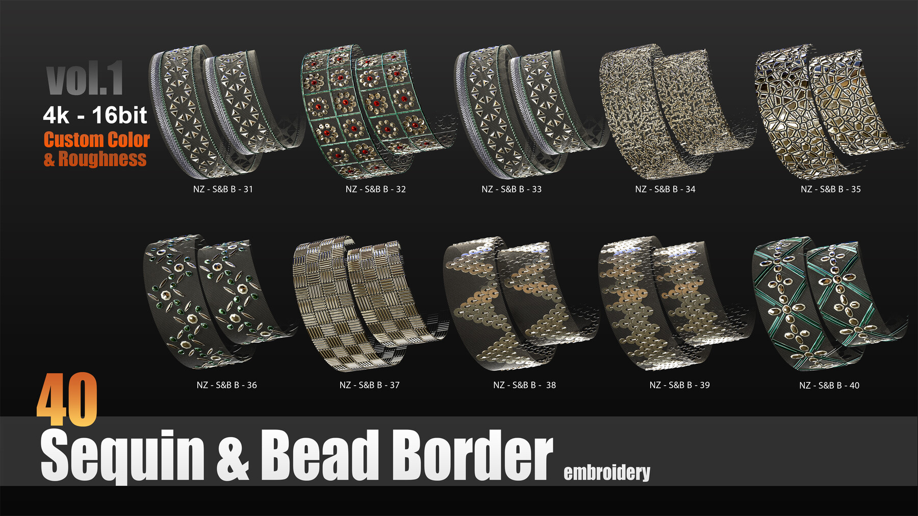 ArtStation - Sequin & Bead Border embroidery | Resources