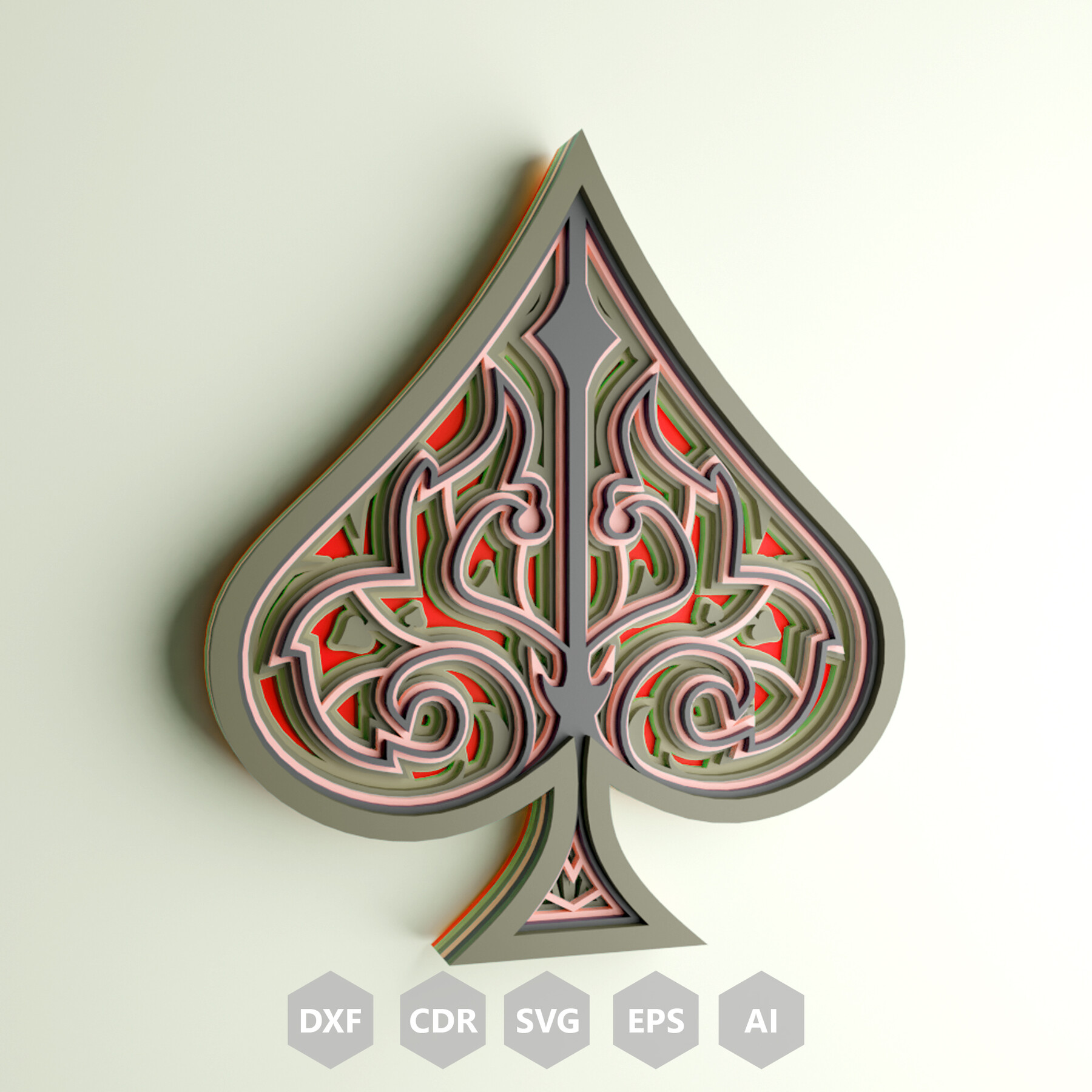 ArtStation - MULTILAYER ACE Of SPADE dxf files Wallart For Lasercutting ...