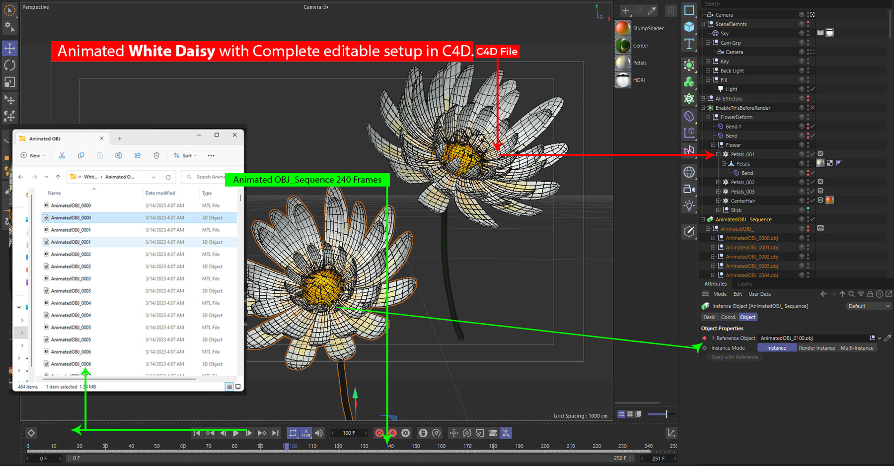 ArtStation - Beautiful Animated White Daisy Flower 3D model | Resources