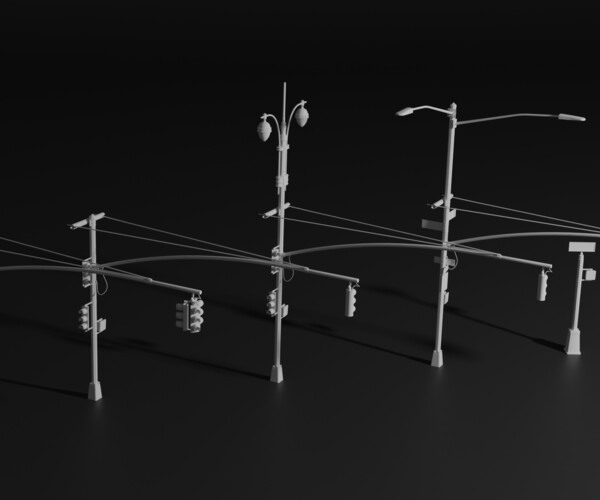 ArtStation - Traffic lights + Street lamps + Road signs + Urban props ...