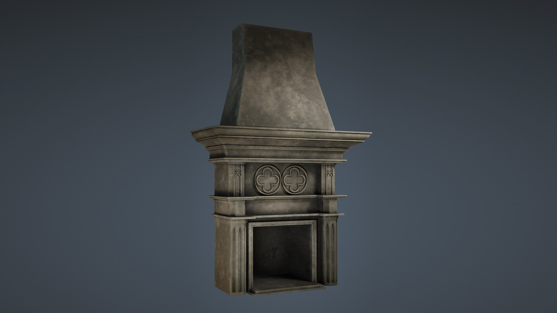 ArtStation - Gothic Fireplace - Library fireplace Low-poly | Game Assets