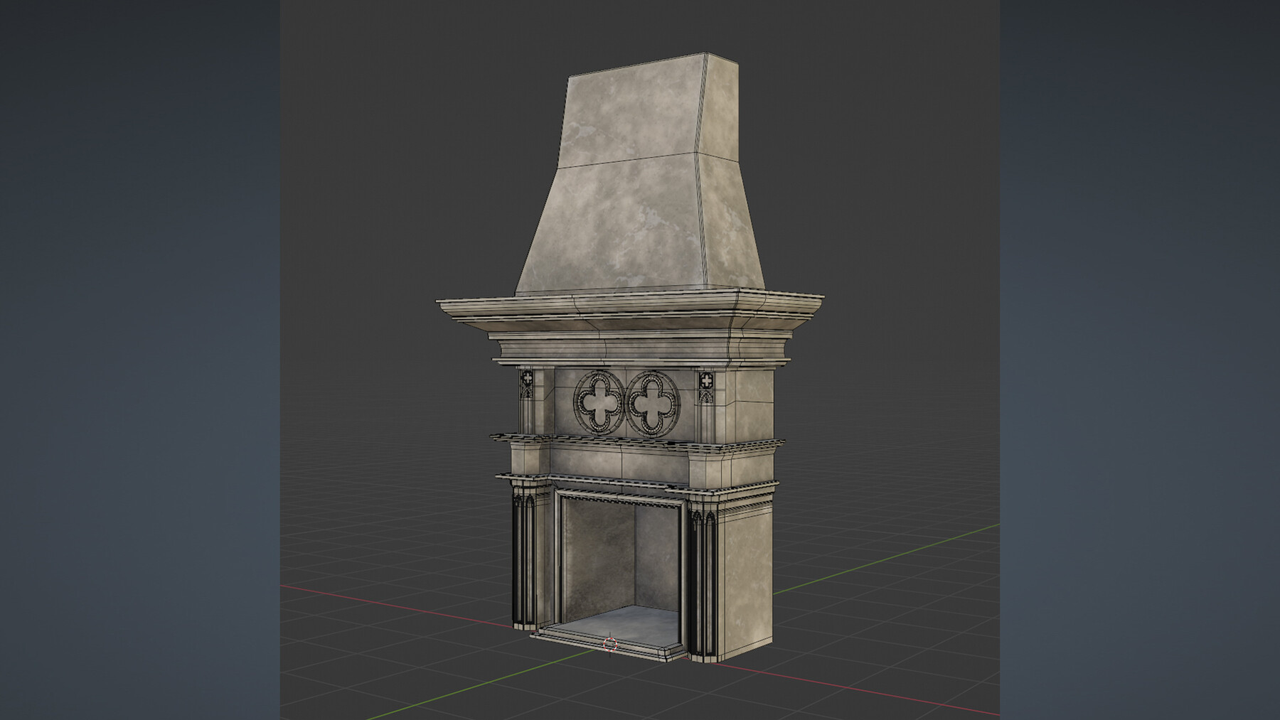 ArtStation - Gothic Fireplace - Library fireplace Low-poly | Game Assets