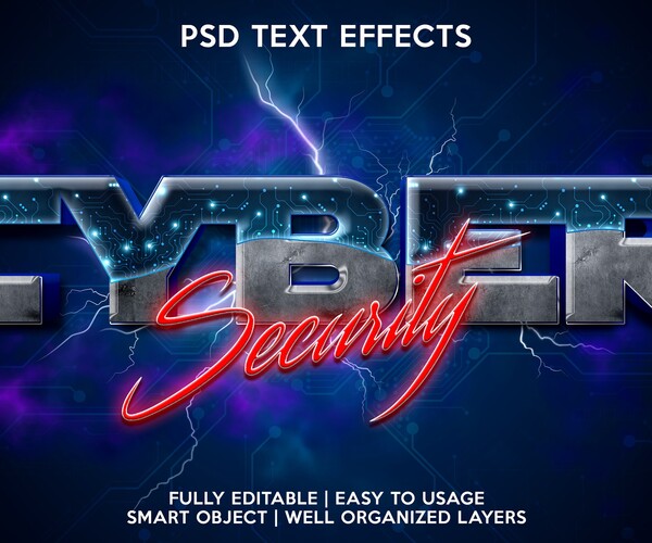 ArtStation - 3D Cyber. PSD fully editable text effect. Layer style PSD ...