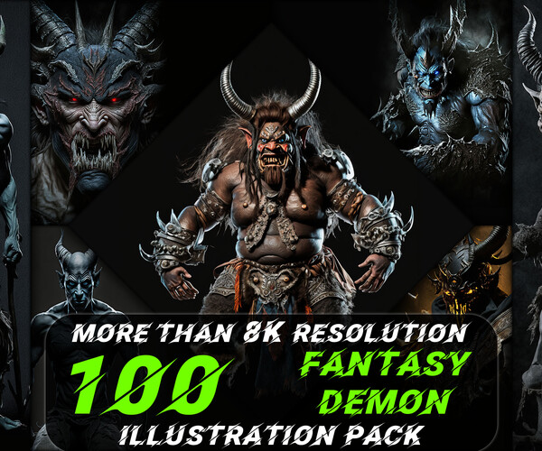 ArtStation - 100 Fantasy Demon Illustration Pack (More Than 8K ...