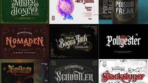 ArtStation - 10 Premium Tattoo Fonts Bundle 3 | T-Shirt Print | Logo ...
